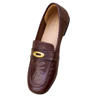 森达乐福鞋女款2025新款复古褶皱超软羊皮平底乐福单鞋ZTF14AA5