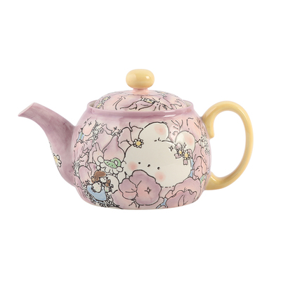 蓝莲花陶瓷配茶盘茶具套装