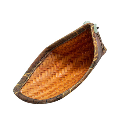 清山中式国潮竹编缎面分茶茶则则