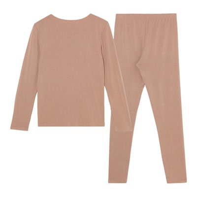 芬狄诗商场同款暖肤衣女圆领秋衣秋裤舒适纯色打底衫套装FD00241