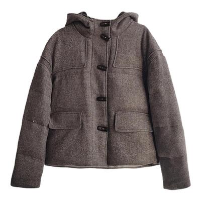 法式复古衬衫领短款羽绒服