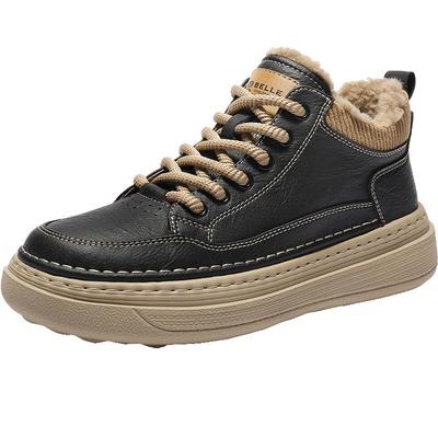 百丽男鞋加绒保暖高帮鞋男士雪地靴冬商场款厚底增高棉鞋8ZY11AD6