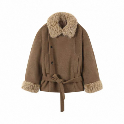 WESTAYOONE毛领加厚毛呢大衣外套