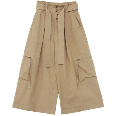 重工系带工装A型气质款阔腿裤