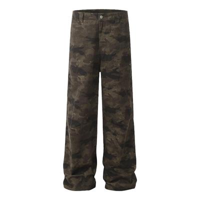 A字廓形Baggy迷彩工装裤男女