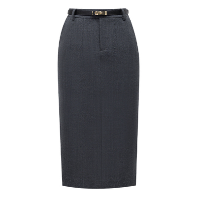 LadyJ双层弹力羊毛中长半身裙