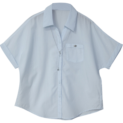 夏季薄款翻领短袖宽松遮肉衬衫女