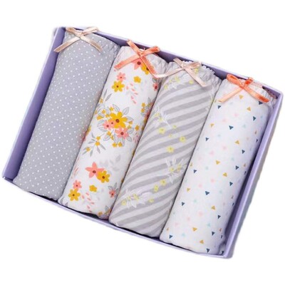 蝶安芬女士中高腰内裤可爱卡通清新弹力棉质女士小平角内裤13671