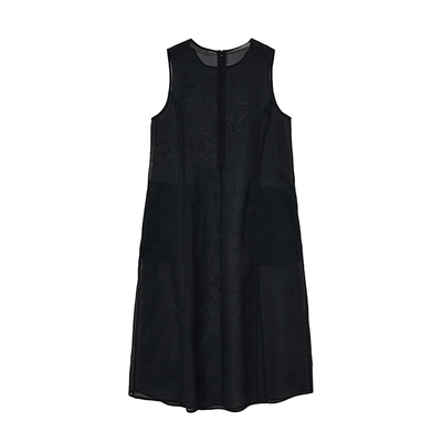 Amomento2025夏季黑色无袖连衣裙