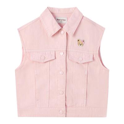 PawinPaw卡通小熊童装春夏女童百搭彩色牛仔马甲外套