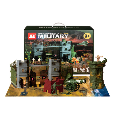 JEU旧义小兵人坦克模型战略基地保卫战场景军事玩具男孩儿童礼物