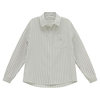 ACTUP泡泡纱条纹长袖衬衫男薄款