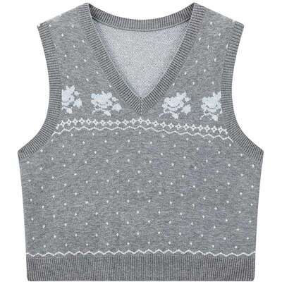 【商场同款】乐町爱心领针织背心秋季新款提花针织内搭C1EFF3432