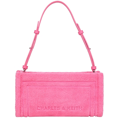 CHARLES&KEITH秋冬女包CK2-20151378-A绒布腋下单肩斜挎包小方包