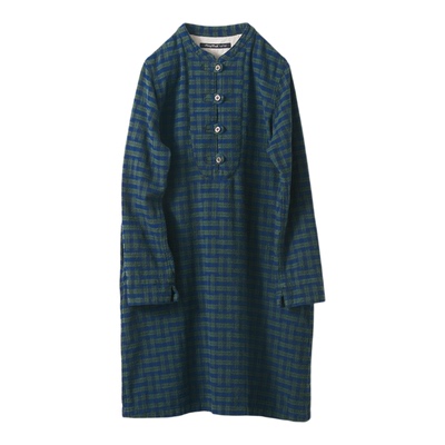 女式纯棉磨毛格子裙日系连衣裙