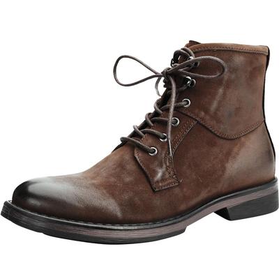 英伦系带真皮高帮圆头复古工装靴