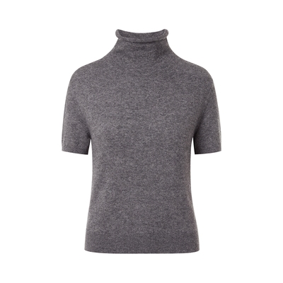 朗姿集团LIME莱茵真丝羊绒纱堆堆领针织短袖套头衫通勤风25冬新款