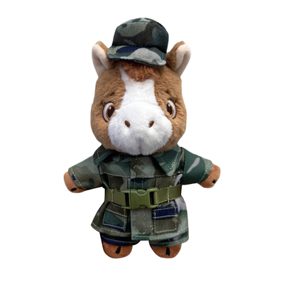 迷彩小马毛绒公仔入退伍纪念