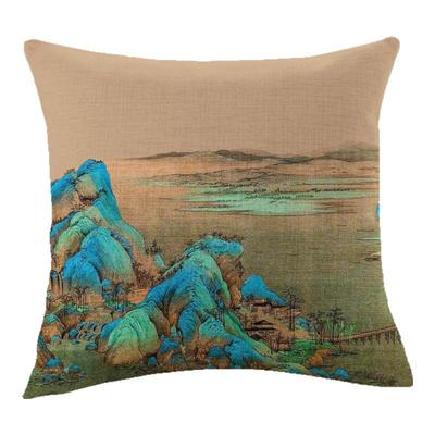 禅意靠山中国风抱枕千里江山靠枕