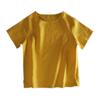 短袖日系薄复古亚麻女透气凉爽