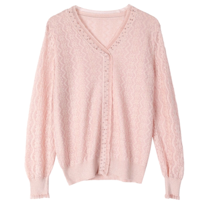 【送运费险】洋气V领钉珠针织衫
