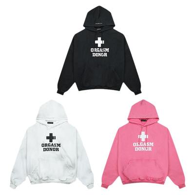 ProjectGR脏染水洗十字印花帽衫