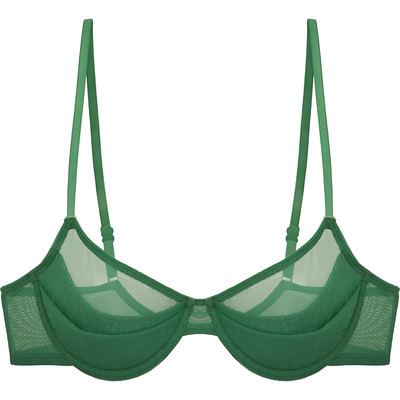 高弹网纱3/4杯记忆钢圈文胸