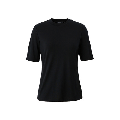 【会员价459元】AUM噢姆冬季黑色纯绵羊毛亲肤休闲打底短袖上衣女