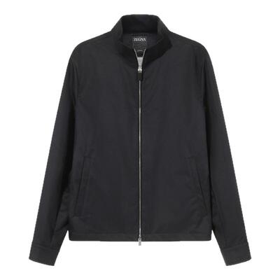 杰尼亚男士短款立领夹克上衣外套