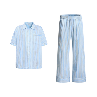 「蓝闲」竖条纹家居服套装