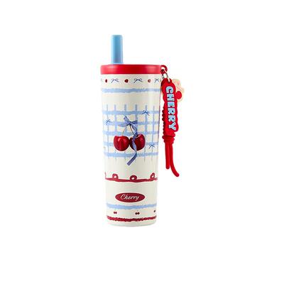 三福缔卡洛卡樱桃保温杯620ML 创意不锈钢杯饮水杯855773