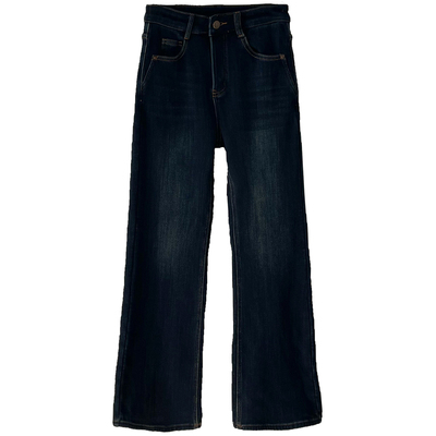 高腰显瘦加厚加绒微喇牛仔裤女