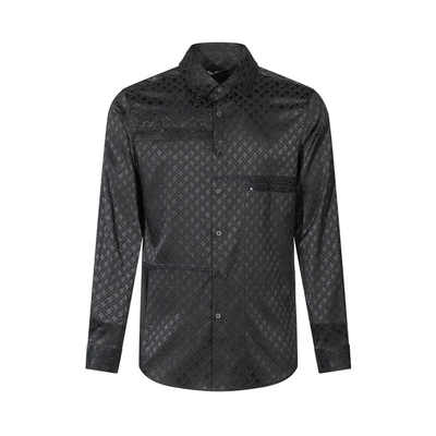 满印低调微弹长袖翻领衬衫