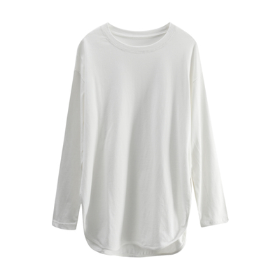 蓝紫色色宽松大码长袖圆领打底衫女韩版春季中长款舞蹈服练功服女