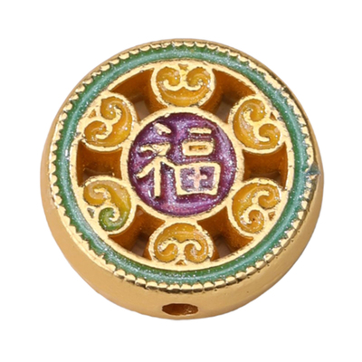 古法沙金福字隔珠平安花朵串珠