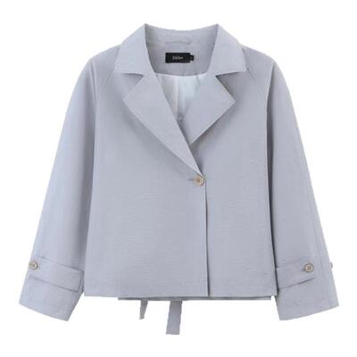 bbfer本依凡春季短款风衣女日系简约长袖外套宽松百搭WYSFF1035