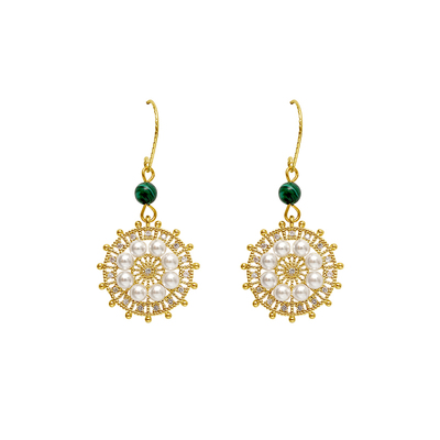 祖母绿复古圆圈无痛蚊香盘珍珠