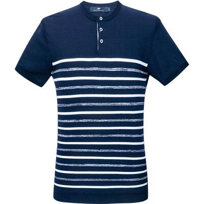 夏季短袖圆领纯棉百搭条纹针织衫