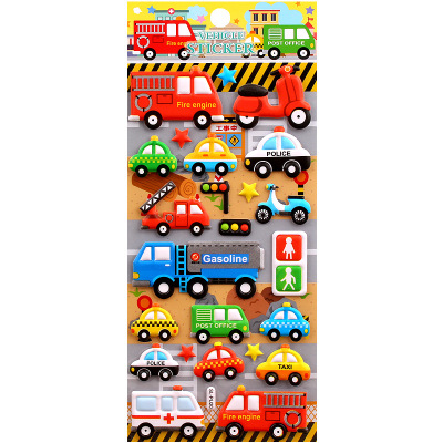 儿童立体卡通贴画汽车飞机工程车