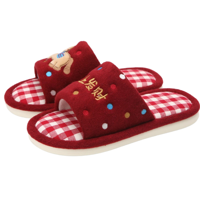 马上发财本命年红色拖鞋女可爱