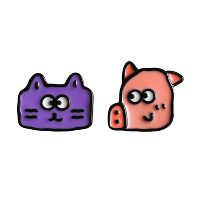 猫和小猪不对称耳钉耳夹
