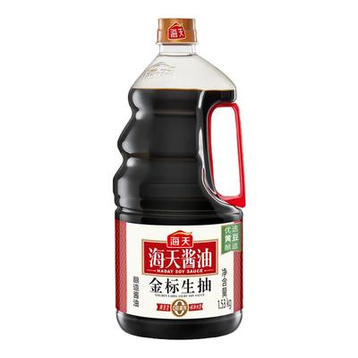 海天金标生抽1.28L大瓶家庭炒菜凉拌汁点蘸煲仔饭酱油调味1.53kg