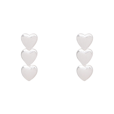 三爱心耳钉925银耳饰甜酷男女
