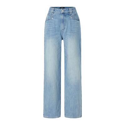 IMM尹默春棉弹混纺织物面料多重洗水工艺高腰牛仔直筒裤女