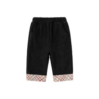 babylove宝宝加绒裤子冬季灯芯绒休闲裤儿童保暖卷边外出百搭长裤