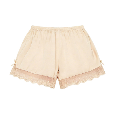 DPLAYSWEET法式简约宽松肤色缎面蕾丝安全裤女士打底裤2026夏新款