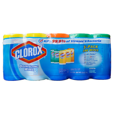 美国原装进口 CLOROX高乐氏消毒湿巾85片5桶425片杀菌99.9%湿巾
