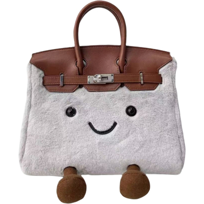 小众设计感小精灵毛绒斜挎包上班小拎包高颜值可爱手提包包凯莉包