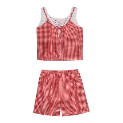 馨帮帮Homedress格纹吊带睡衣