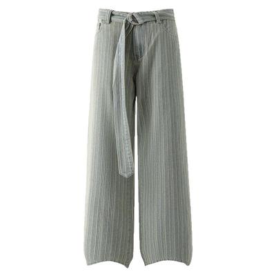 娓娓道来腰带阔腿休闲牛仔裤